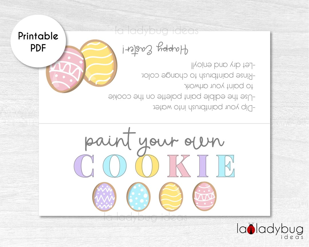 Easter Paint Your Own Cookie Bag Topper Card (PDF) - Etsy
