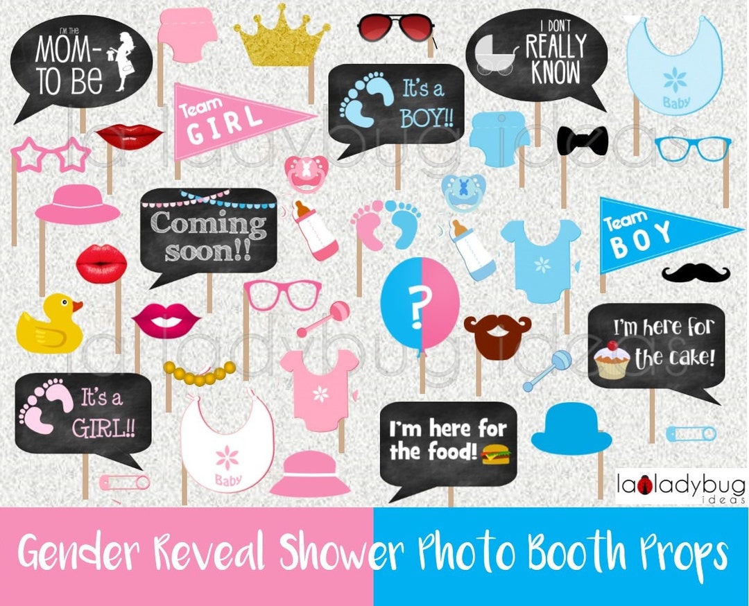 Gender Reveal Baby Shower Photo Booth Props. Printable DIY Baby Shower ...