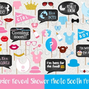 Gender Reveal Baby Shower Photo Booth Props. Printable DIY Baby Shower ...