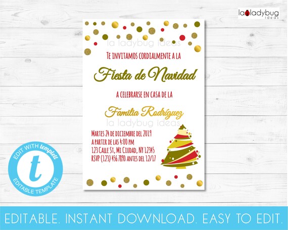 Invitacion Fiesta Navidena Descarga Vector De Plantilla De Invitación