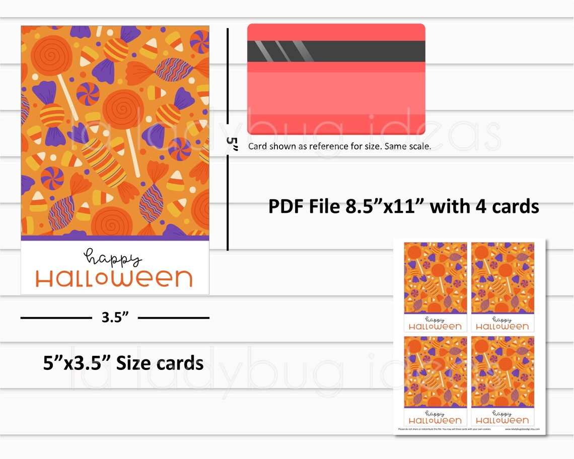 Halloween Cookie Card Printable File. Halloween Card for - Etsy