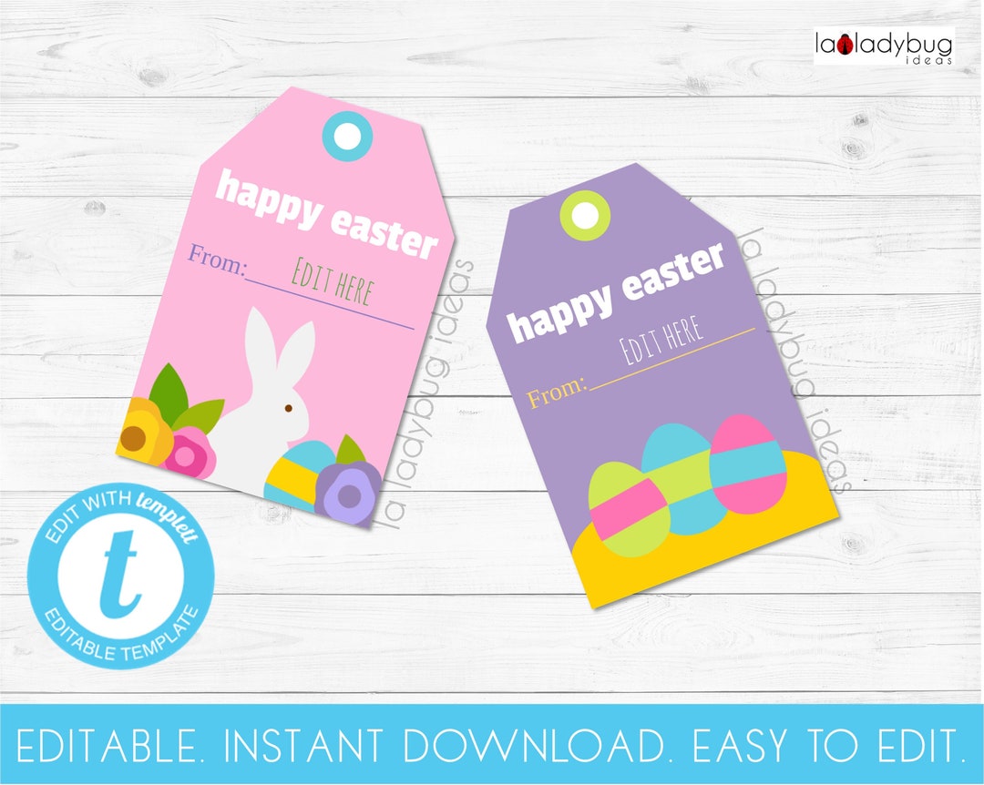 Editable Easter Tags. Printable Gift Tags for Easter. Editable and ...