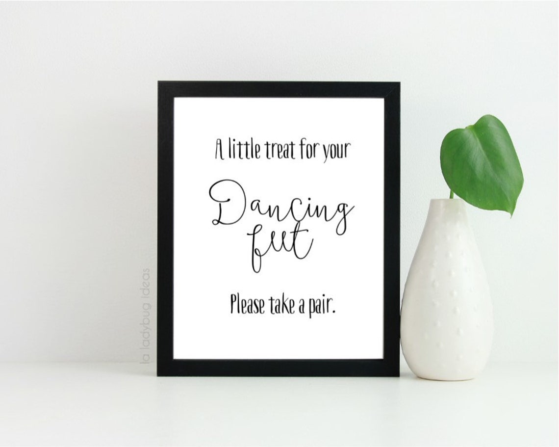 Dancing Feet Printable Sign. Modern Wedding Sign. PDF Instant | Etsy