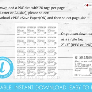 Hot Cocoa Bomb Tags. Editable Template. Hot Chocolate Bomb Tags ...