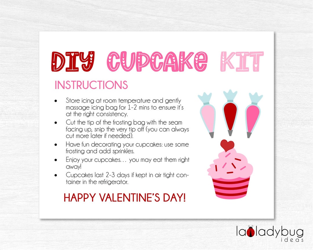 Valentines DIY Cupcake Kit Printable Card. Valentine's Day Cupcake Kit ...