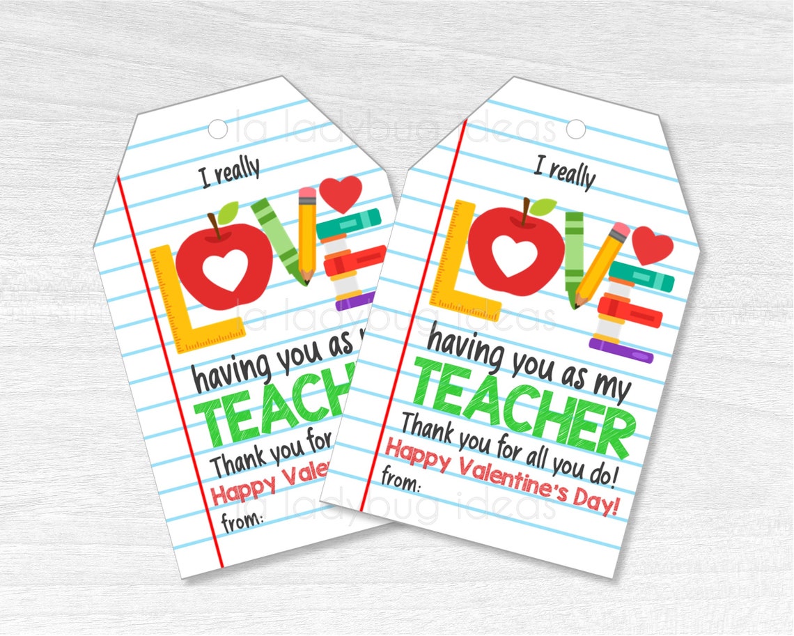 Valentine Teacher Tag. Printable Gift Tags for Valentines Day. - Etsy