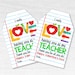 Valentine Teacher Tag. Printable Gift Tags for Valentines Day. - Etsy