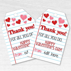 Editable Valentine's Day Gift Tags. Printable Valentines Day Tags for ...