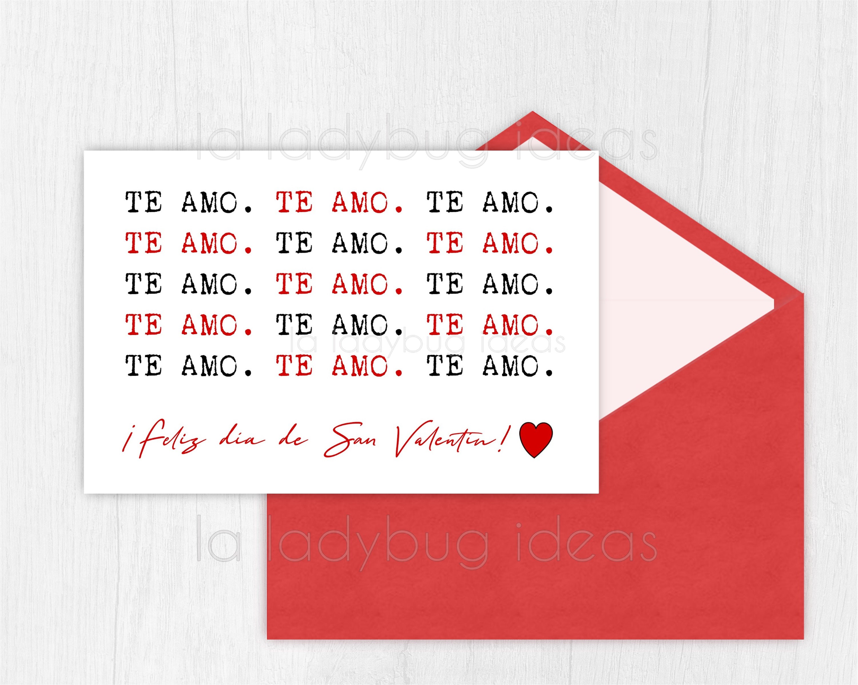 Printable Valentine's Day Card in Spanish: Te Amo (digital Download) - Etsy
