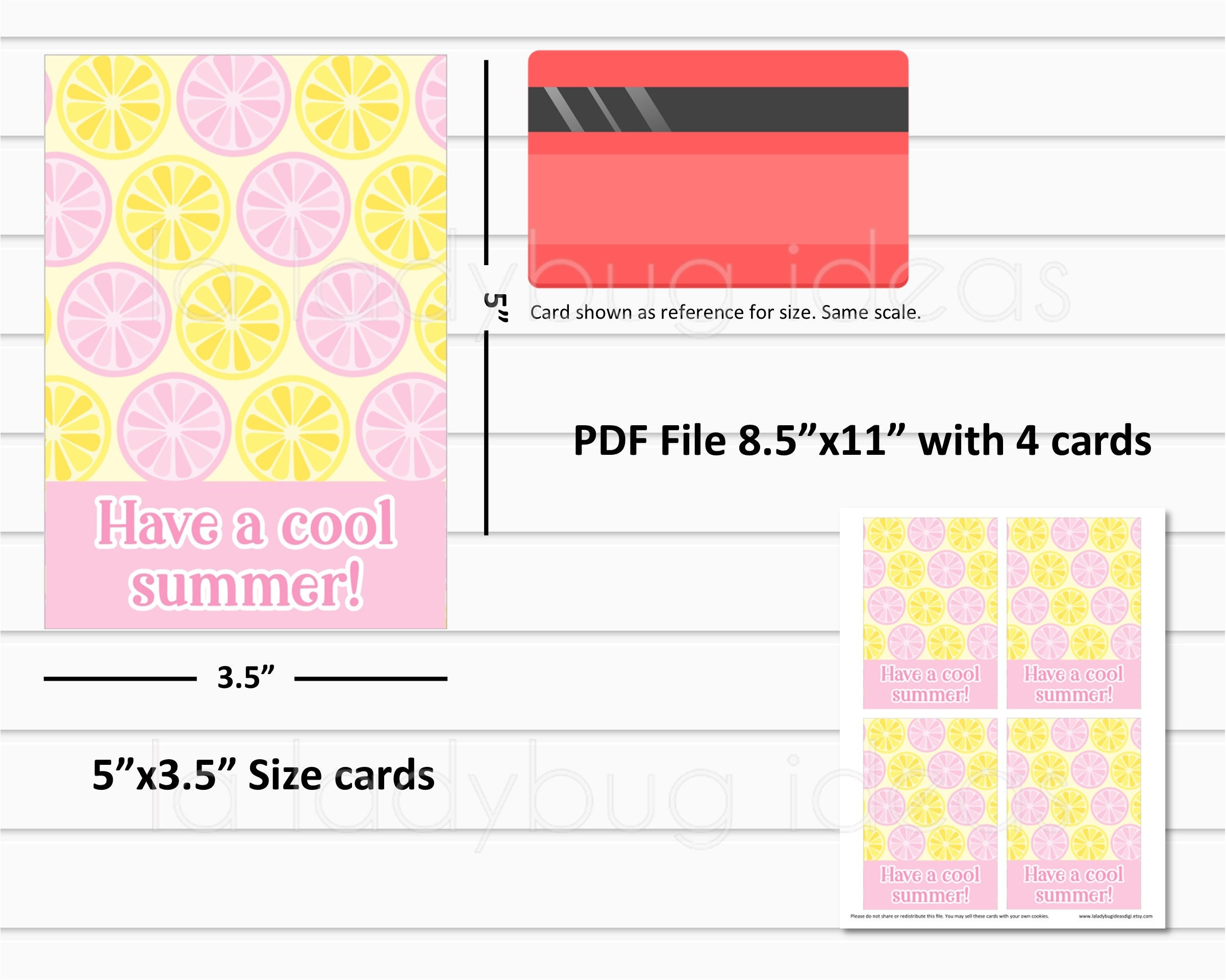 Printable Cookie Card. Summer Card for Cookies. Digital Cookie Treat ...