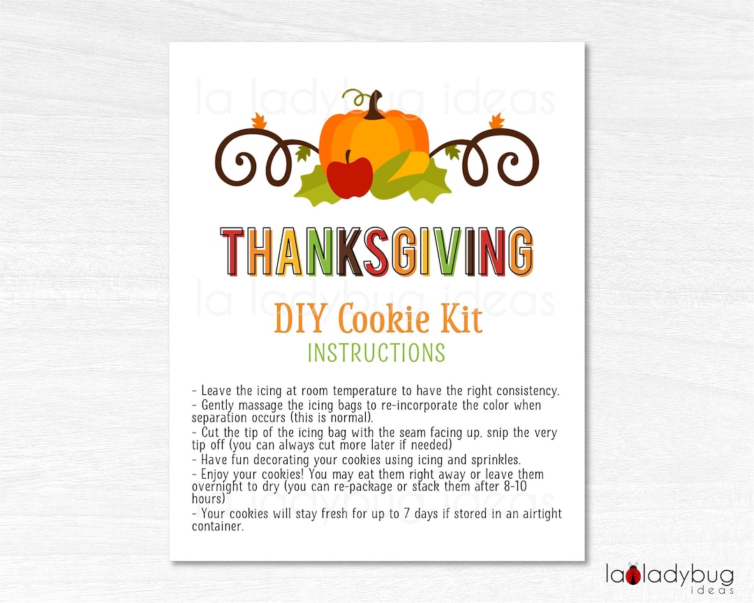 Thanksgiving Cookie Kit Instructions. Thanksgiving DIY Cookie Kit ...
