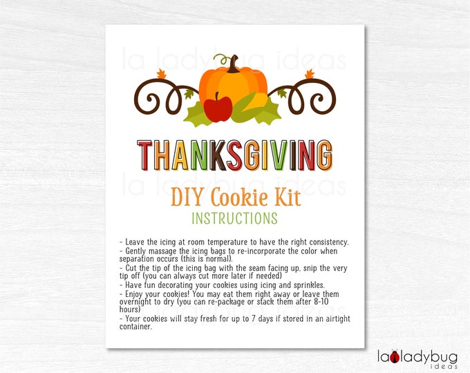 Thanksgiving Cookie Kit Instructions. Thanksgiving DIY Cookie Kit ...