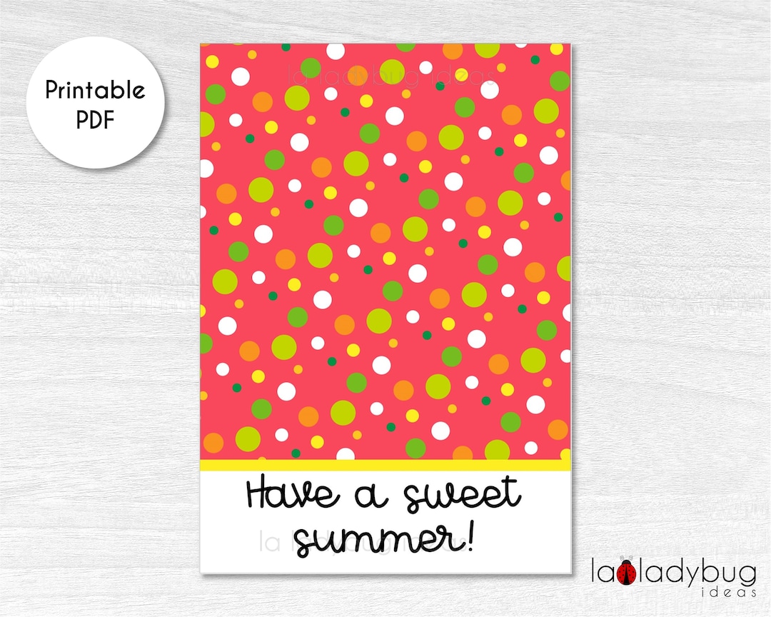 Printable Mini Cookie Card. Summer Card for Cookies. Digital Cookie ...