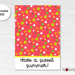 Printable Mini Cookie Card. Summer Card for Cookies. Digital Cookie ...