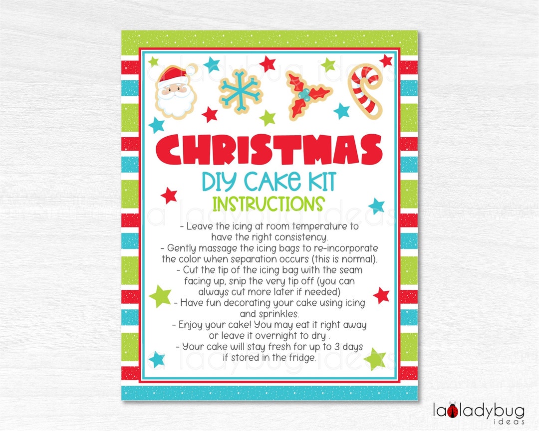 Christmas DIY Cake Kit Instructions. Christmas DIY Cake Kit Printable ...