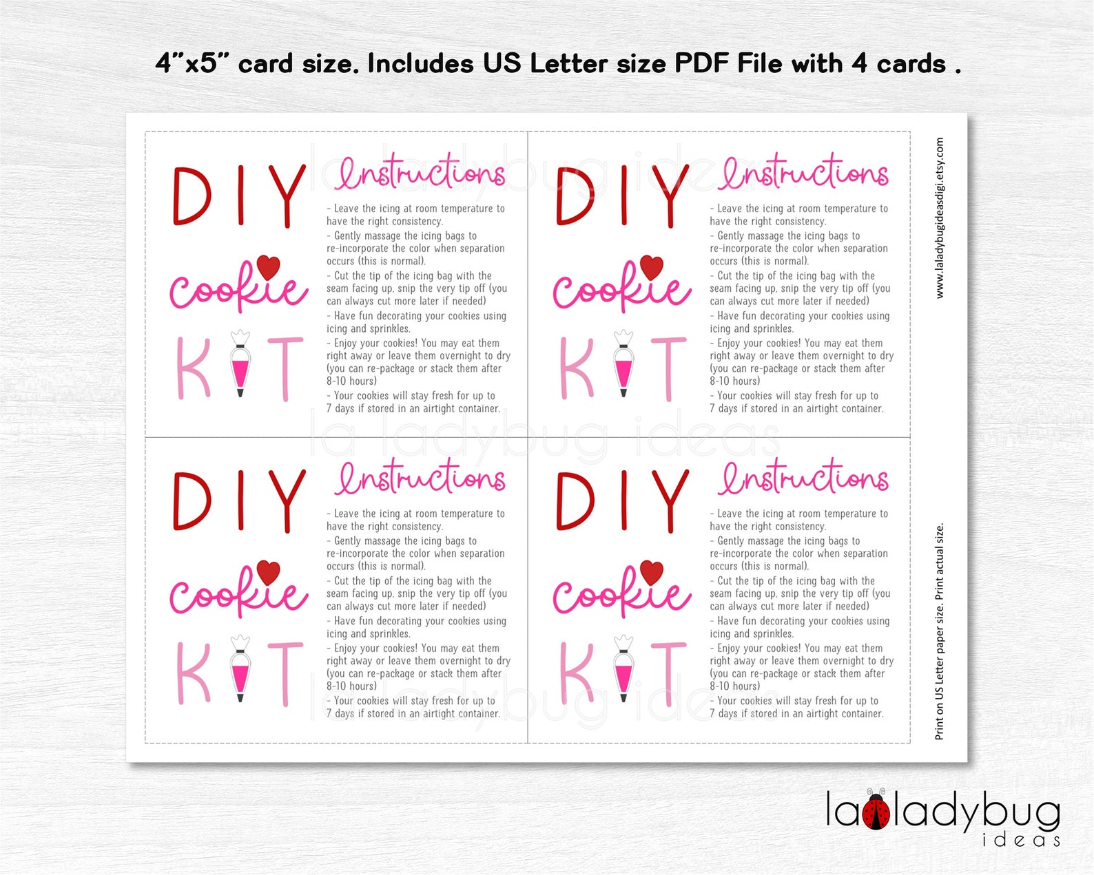 Printable Card for Valentines DIY Cookie Kit Instructions. - Etsy
