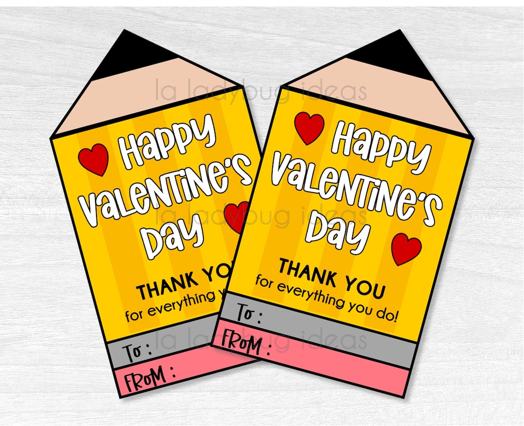 Valentines Teacher Tag. Printable Thank You Tags for Valentines Day ...