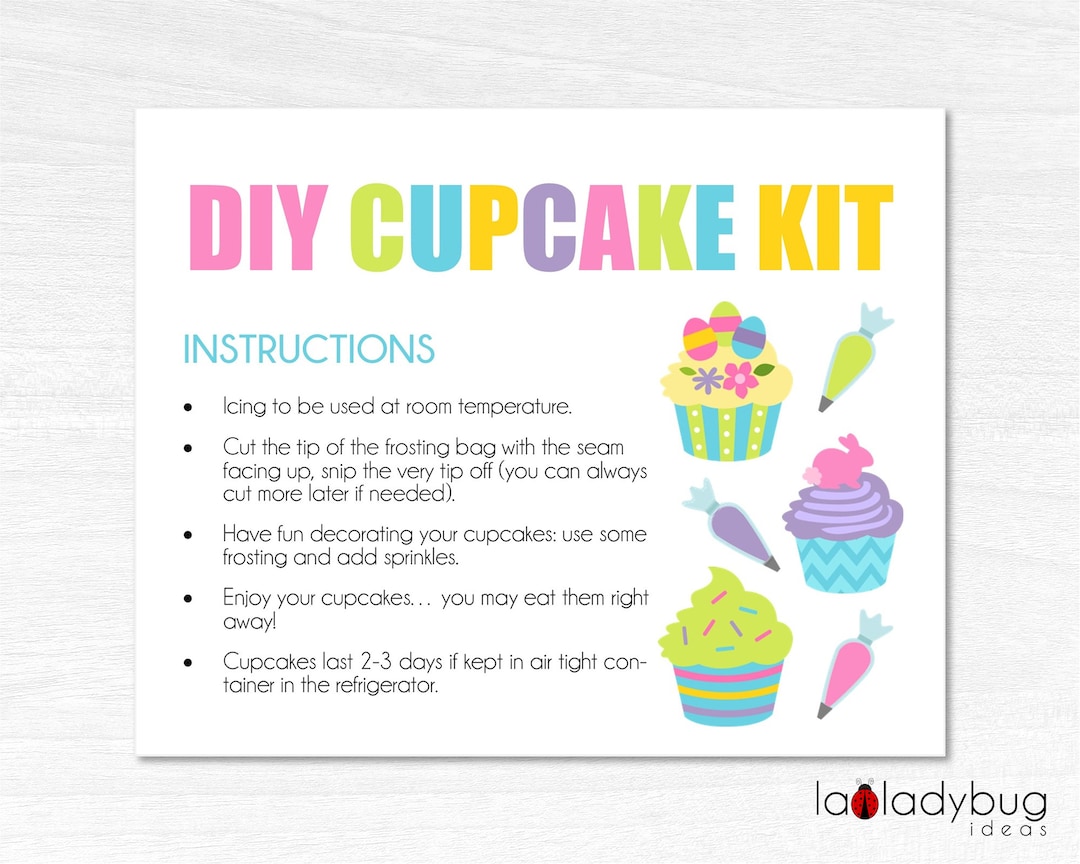 DIY Cupcake Kit Printable Card Easter. Easter Cupcake Kit Instructions ...