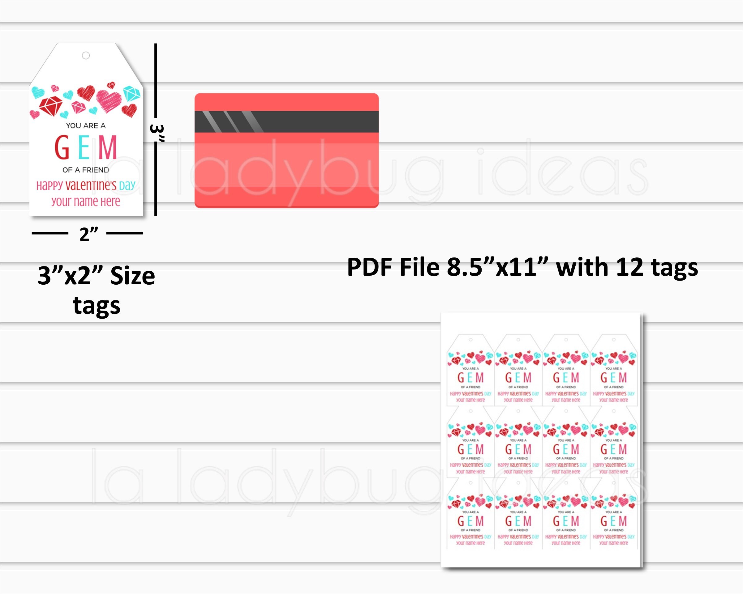 Editable Valentine's Day Gift Tags. You Are a Gem | Etsy