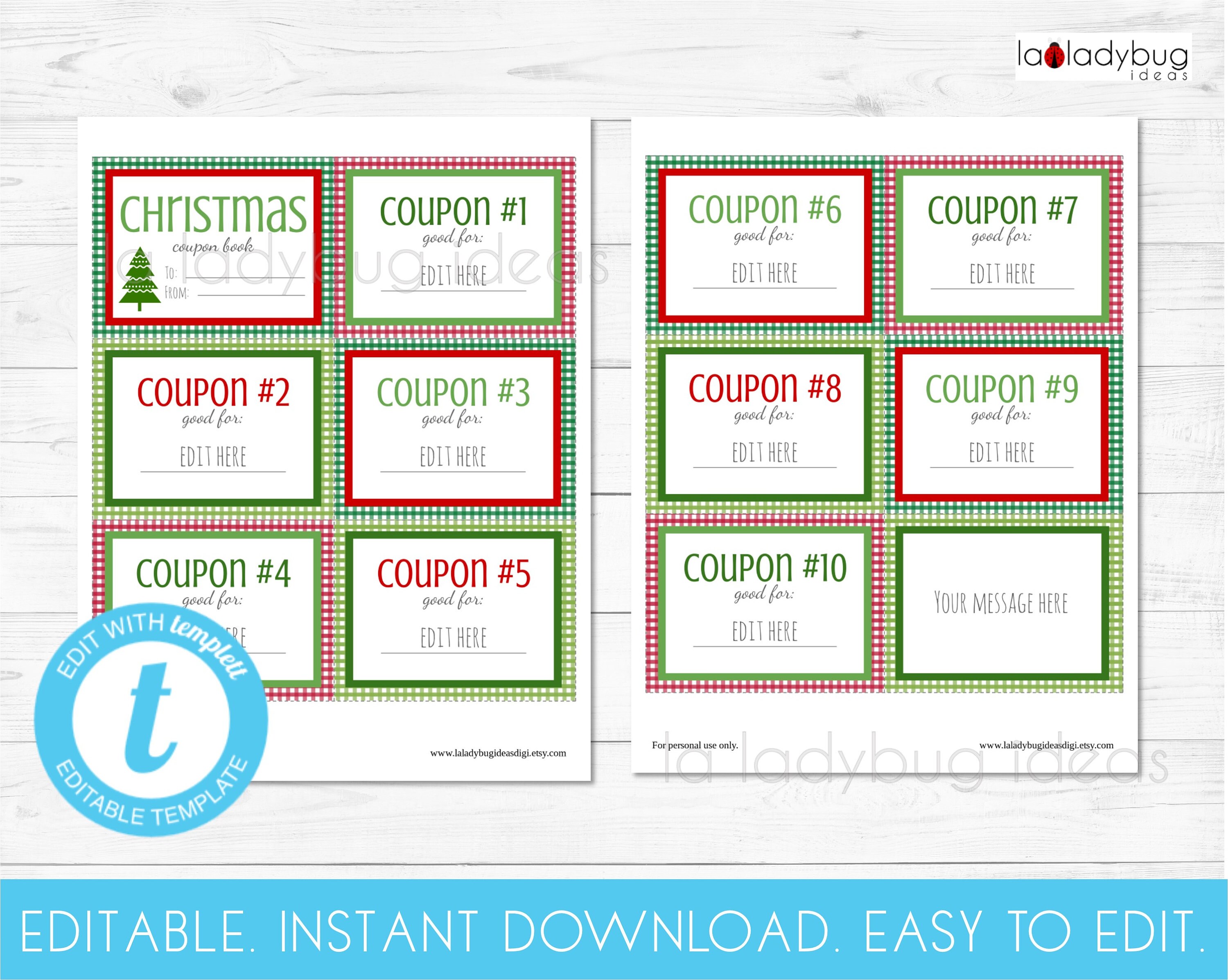 Editable Christmas Coupon Book. Printable Coupon Book. | Etsy