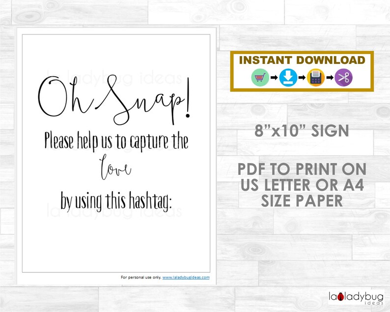 Oh Snap Printable Sign. Editable. Modern Wedding Sign. PDF | Etsy
