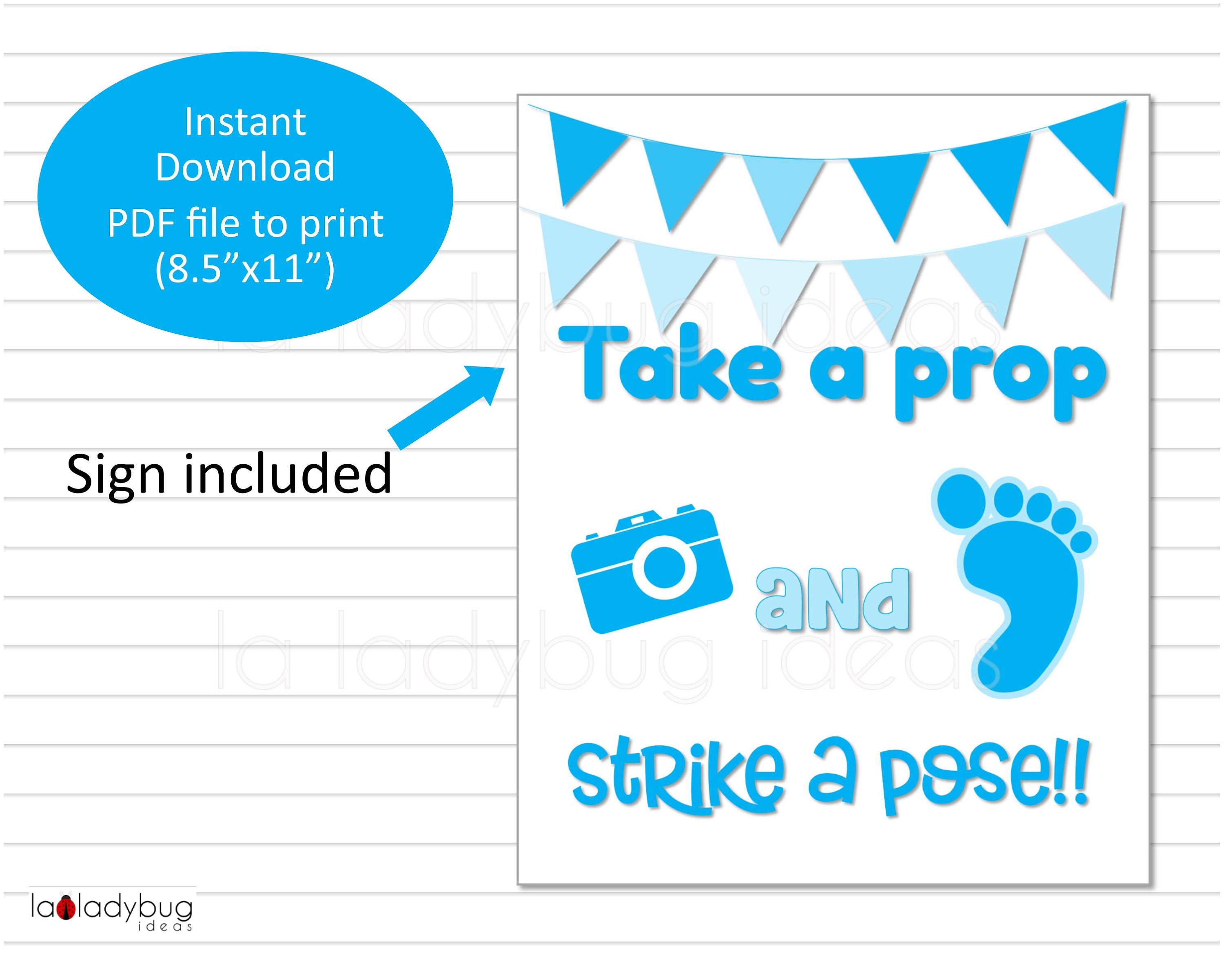 Blue Baby Shower Photo Booth Props for Boy. PDF Printable. DIY - Etsy