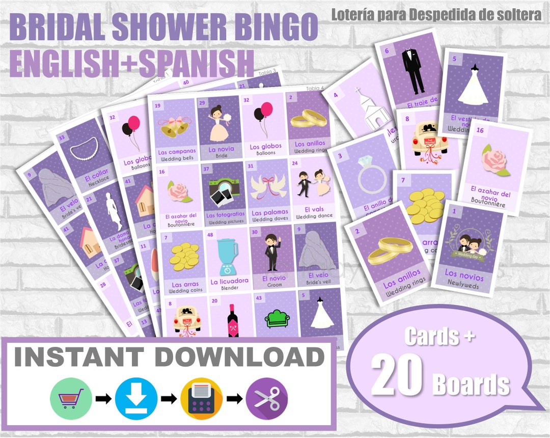 Loteria Despedida De Soltera Ingles-español Para Imprimir. Juego ...