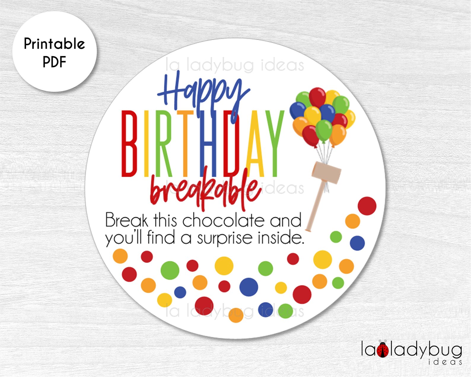 Breakable Birthday Tag. Breakable Chocolate Printable Tag. - Etsy