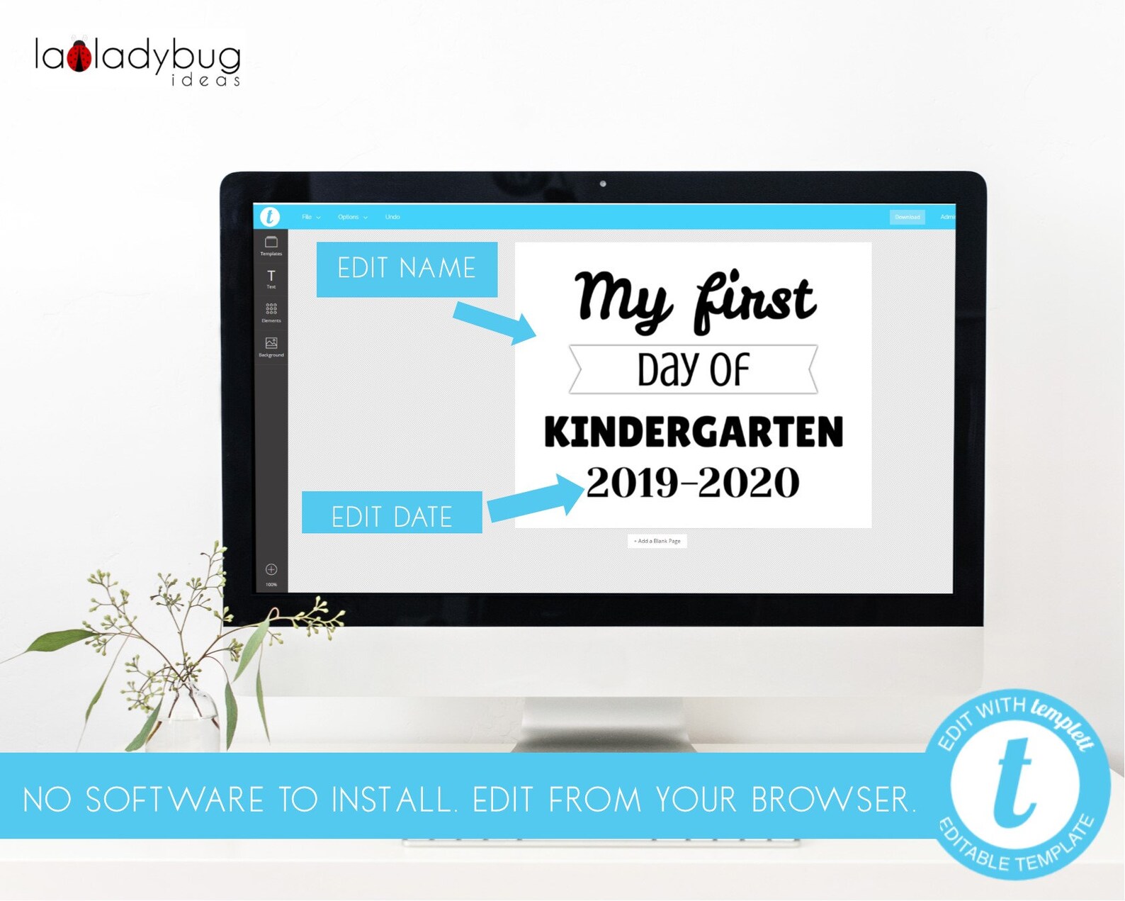 Editable First Day of Kindergarten Sign. Printable First Day | Etsy