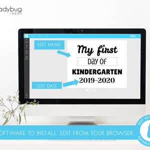 Editable First Day of Kindergarten Sign: Printable PDF/JPEG - Etsy