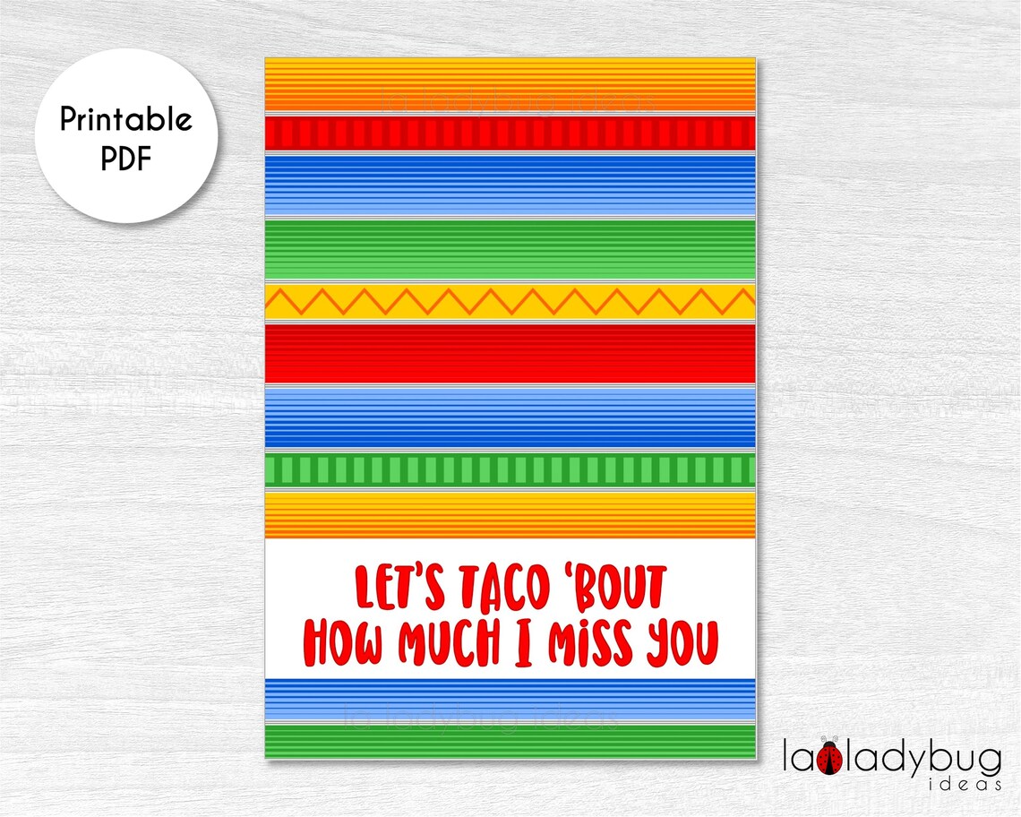 Taco Cookie Card Printable. Let's Taco Bout Card for - Etsy