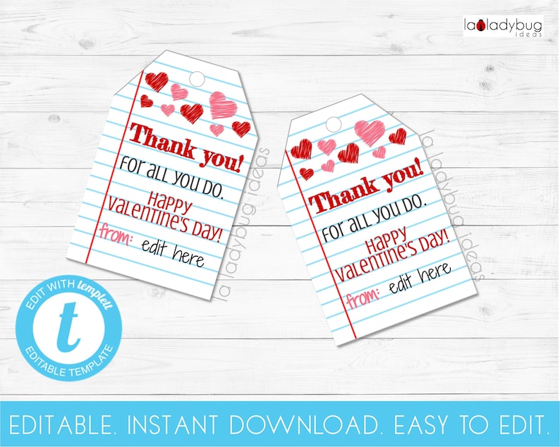 Editable Valentine's Day Gift Tags. Printable Valentines | Etsy