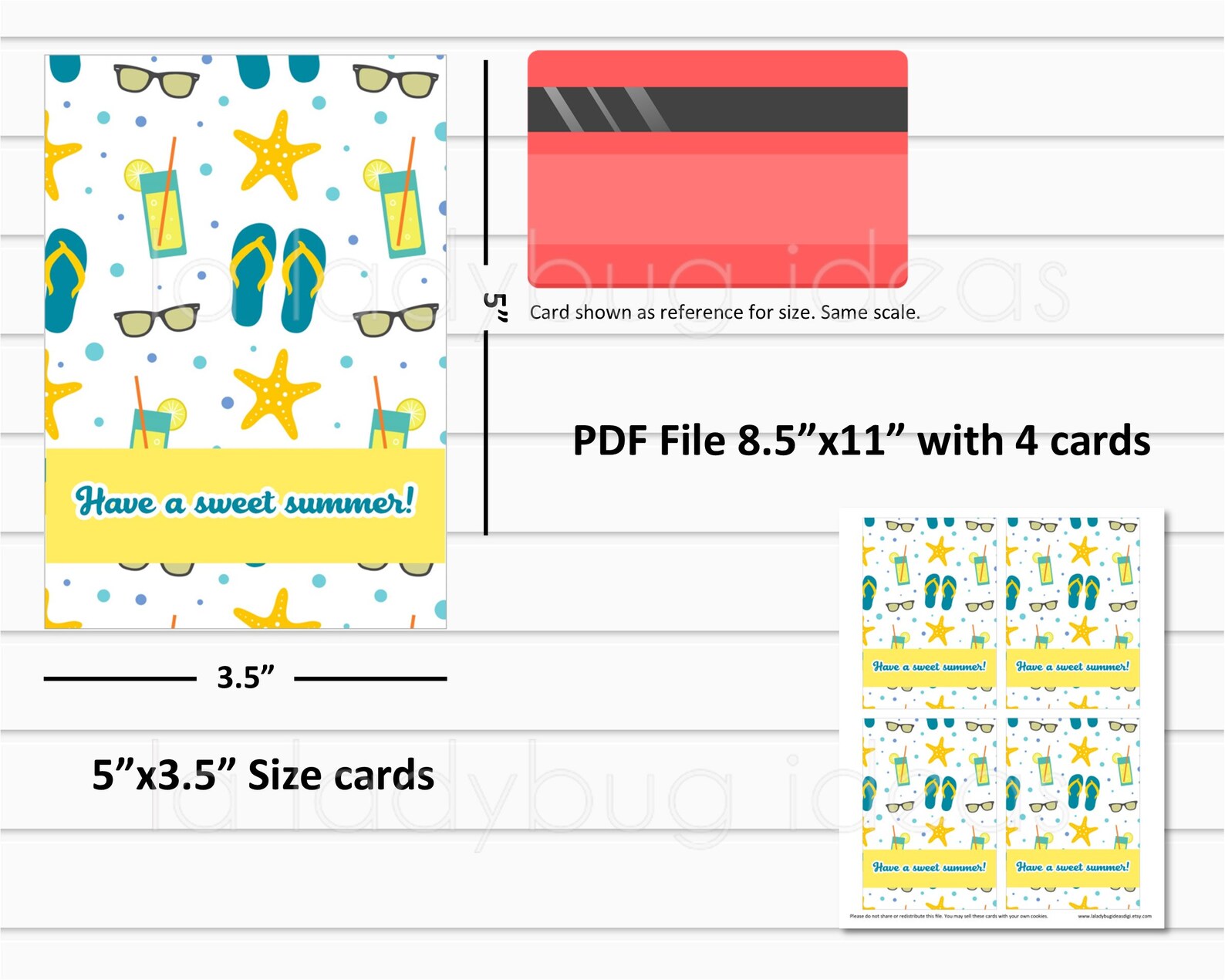 Printable Cookie Card. Summer Card for Cookies. Digital Cookie Treat ...