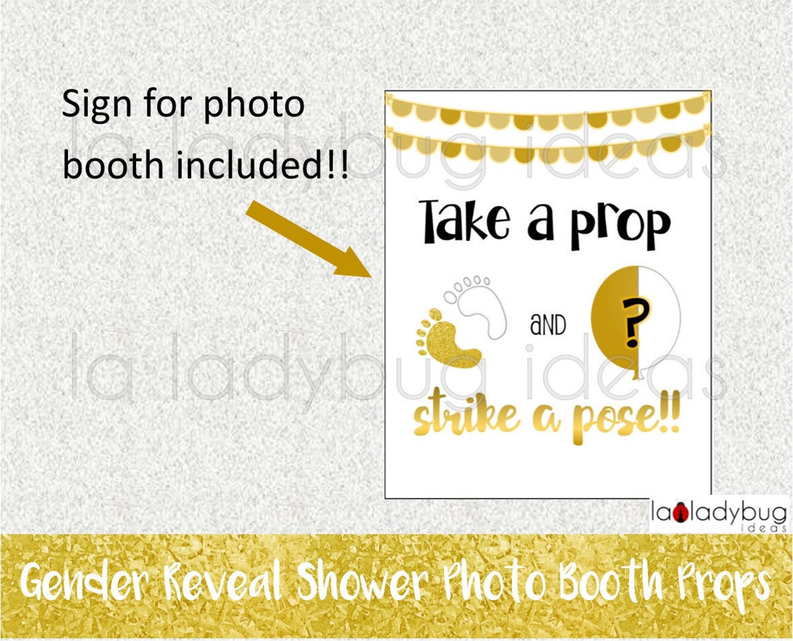Gender Reveal Baby Golden Photo Booth Props. Printable DIY - Etsy