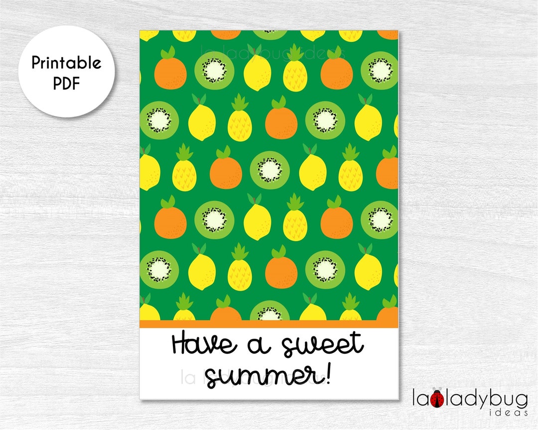 Summer Cookie Card: Printable Fruit Treat Tags (digital Download) - Etsy