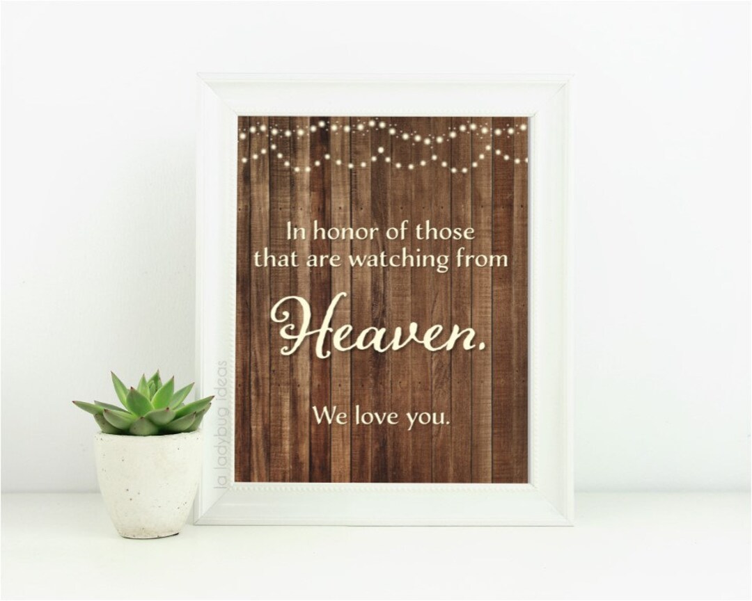 Heaven Printable Sign for Wedding. Rustic Wedding Sign. PDF Instant ...