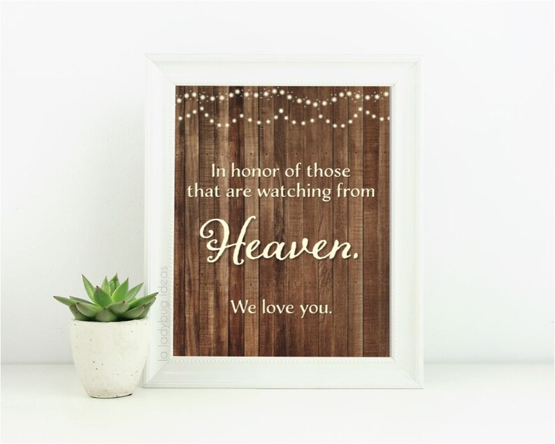 Heaven Printable Sign for Wedding. Rustic Wedding Sign. PDF | Etsy