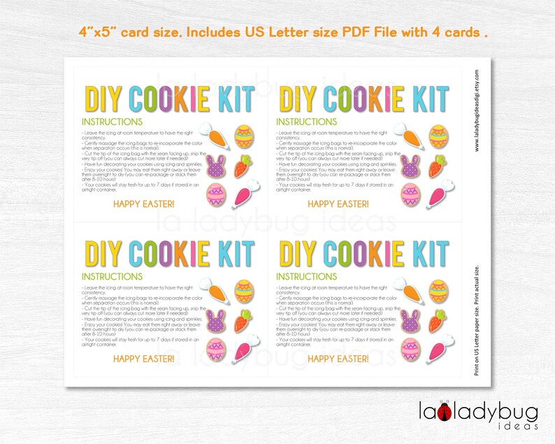 Easter DIY Cookie Kit Instructions. Printable Instructions - Etsy