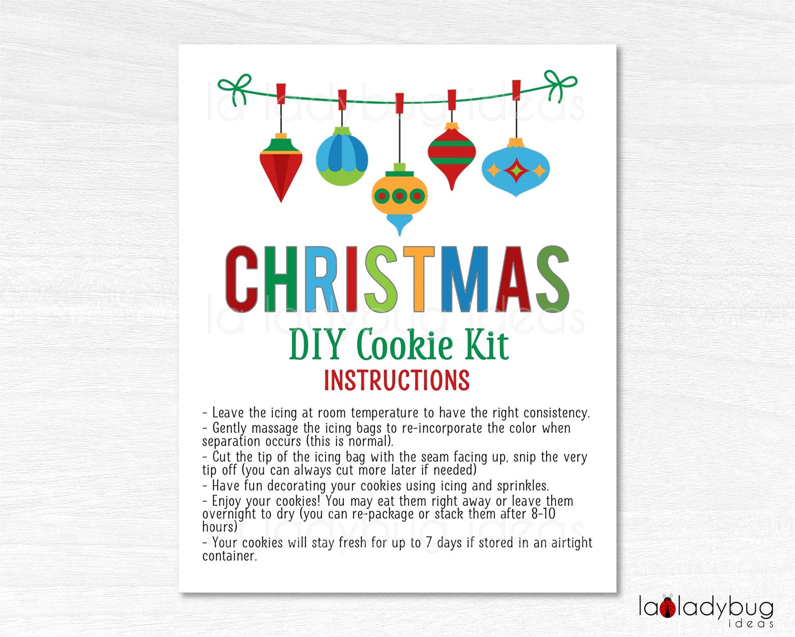 Christmas Cookie Kit Instructions. Merry Christmas DIY Cookie Kit ...