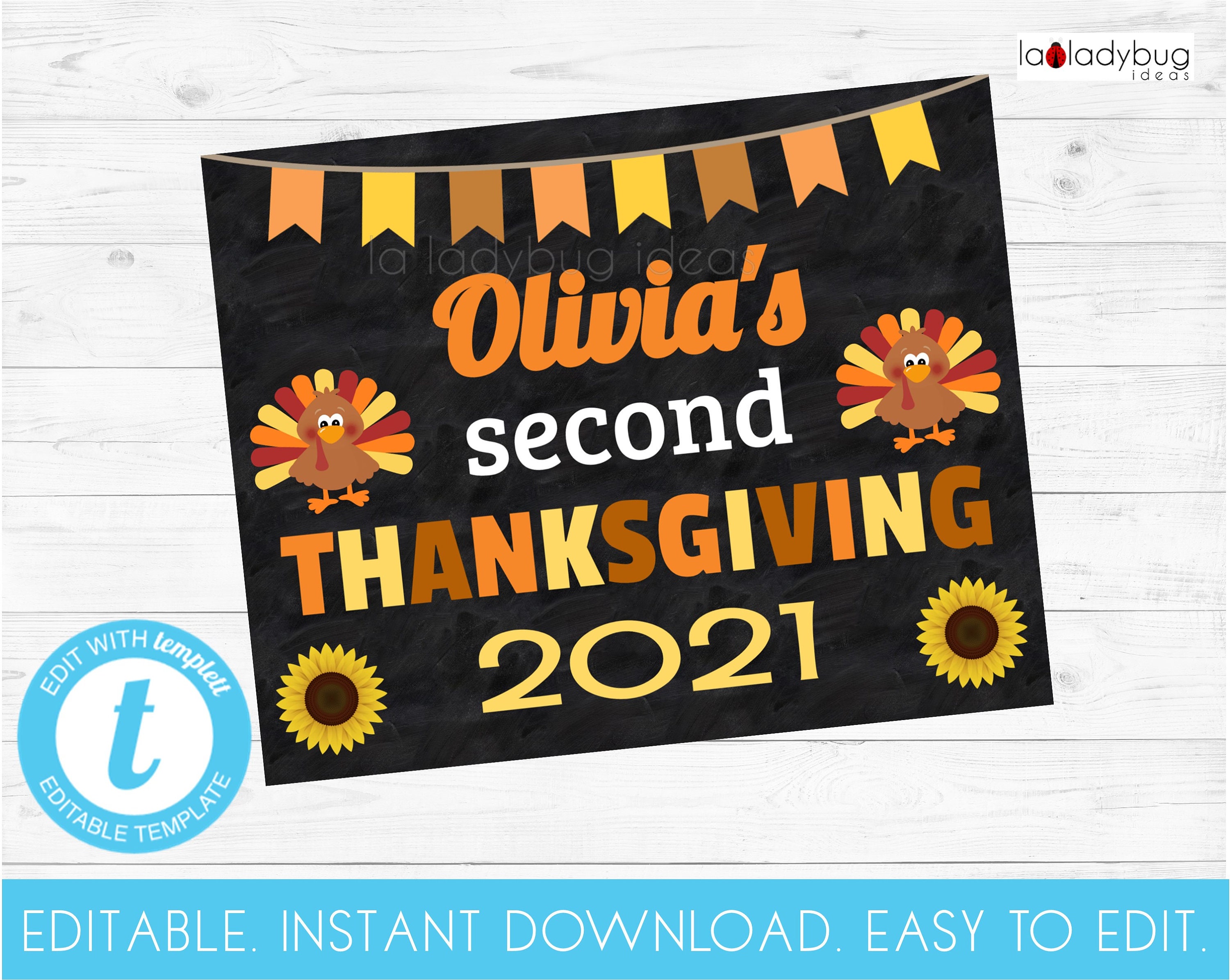 Editable First Thanksgiving Sign: Printable Party Decor (PDF/JPEG) - Etsy