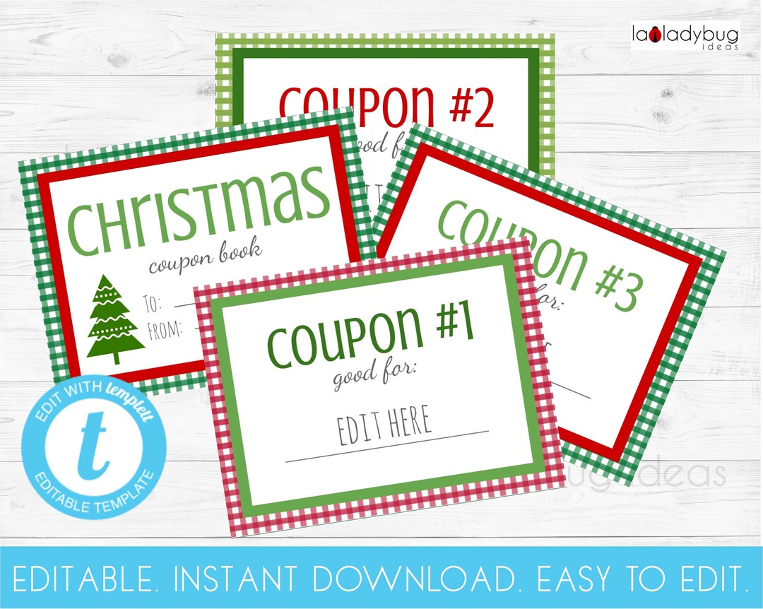 Editable Christmas Coupon Book. Printable Coupon Book. Editable and ...