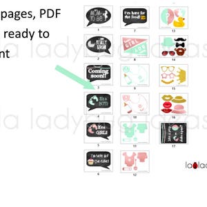 Gender Reveal Baby Shower Photo Booth Props. Rose Gold and Mint ...