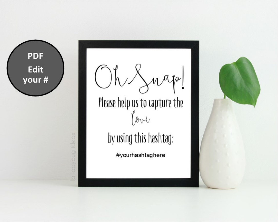 Oh Snap Printable Sign. Editable. Modern Wedding Sign. PDF | Etsy