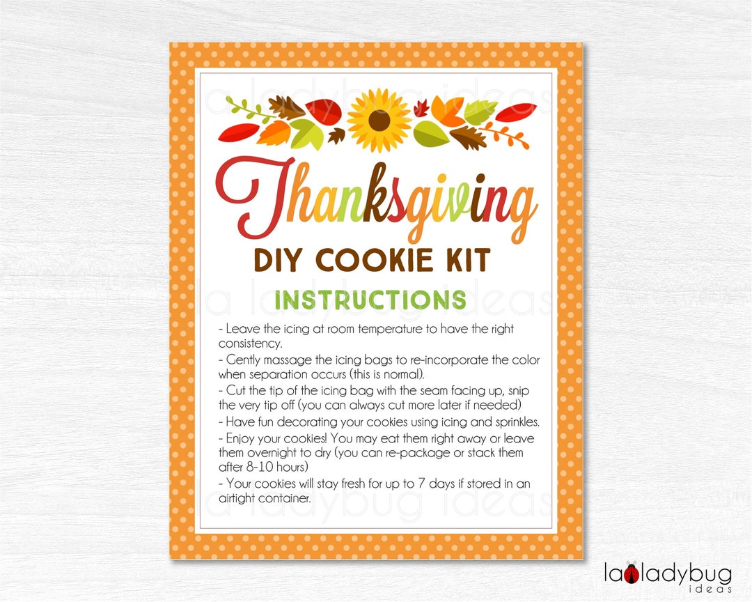 Thanksgiving DIY Cookie Kit Printable Card. Thanksgiving Cookie Kit ...
