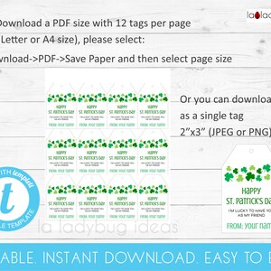 Editable St Patrick's Day Gift Tags. Printable St Patricks Day Tags ...