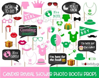 Gender Reveal Baby Photo Booth Props. Printable DIY Photo | Etsy