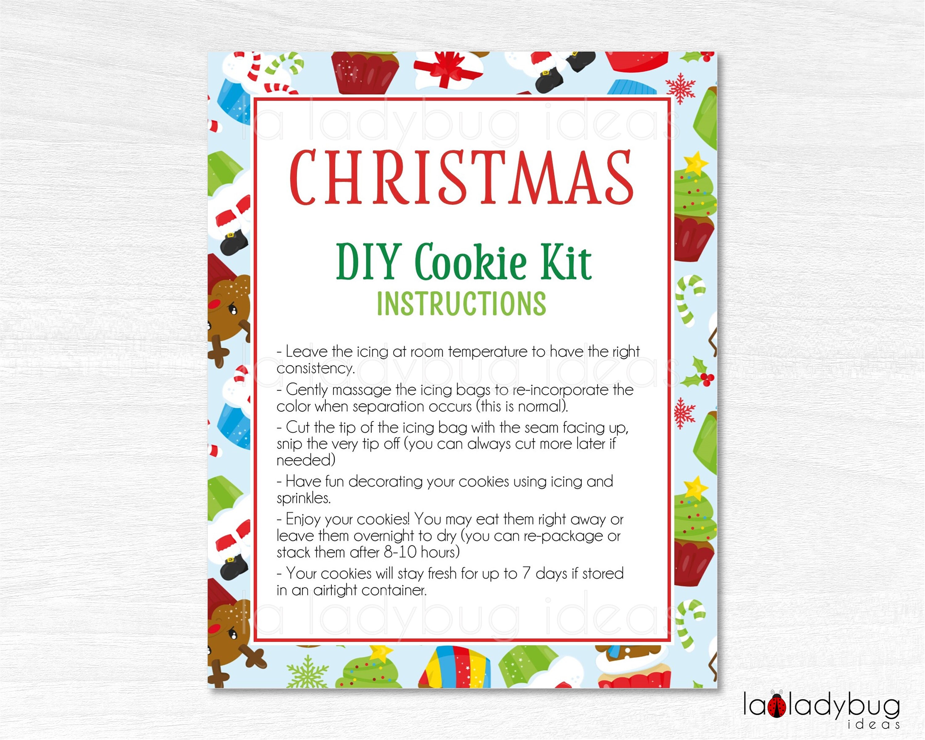 Christmas Cookie Kit Instructions. Merry Christmas DIY Cookie Kit ...