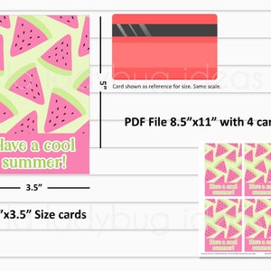 Watermelon Printable Cookie Card. Summer Card for Cookies. Digital ...