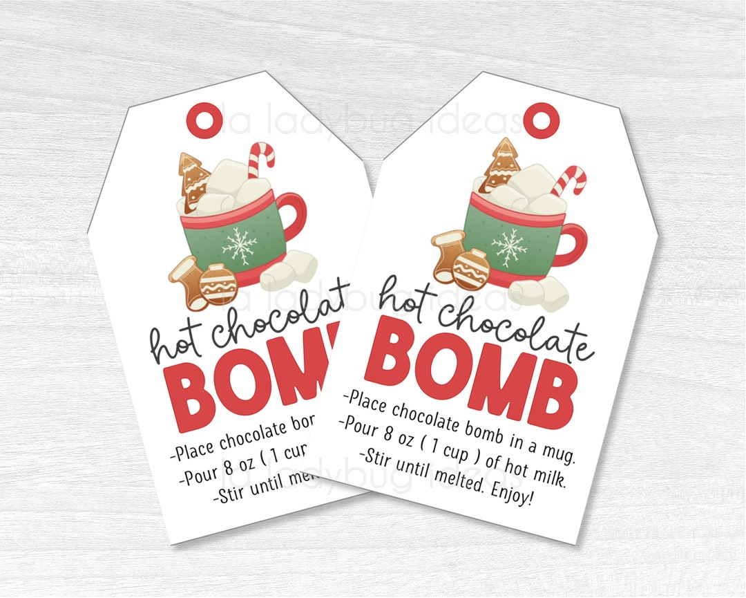 Hot Chocolate Bomb Tags. Printable Hot Cocoa Bomb Gift Tags for ...