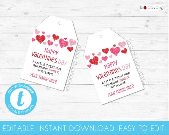 Editable Valentine's Day Gift Tags. Printable Valentines | Etsy